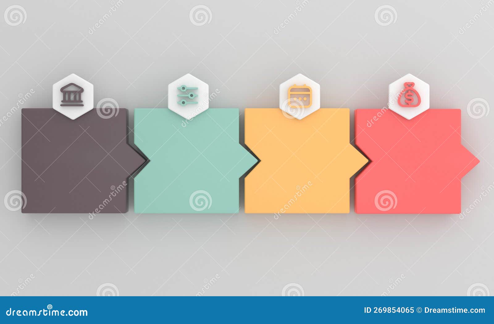 Business Process. Timeline Infographics Square with 4 Steps, Options ...