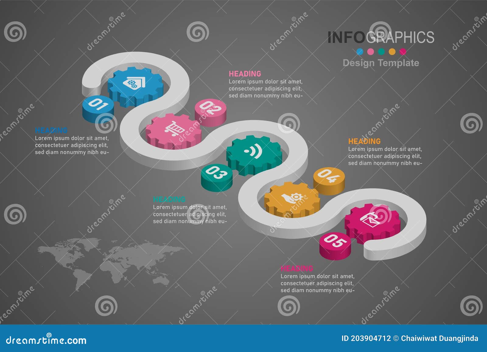 Business Process Timeline Infographics 5 Steps Stock Vector ...