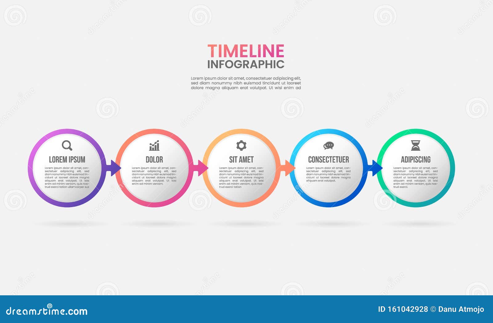 Business Process Timeline Infographics 5 Steps Shapes Template Stock ...