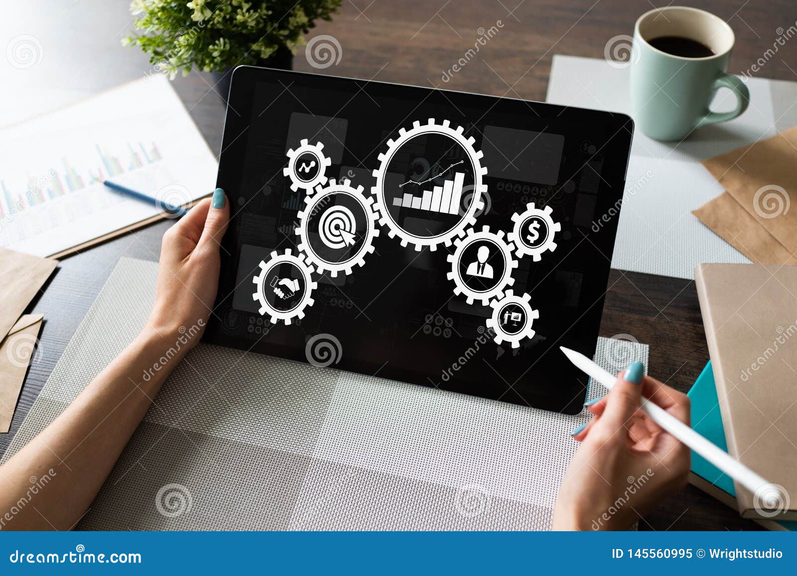 Business Process Workflow and Automation Concept on Screen. Stock Image ...
