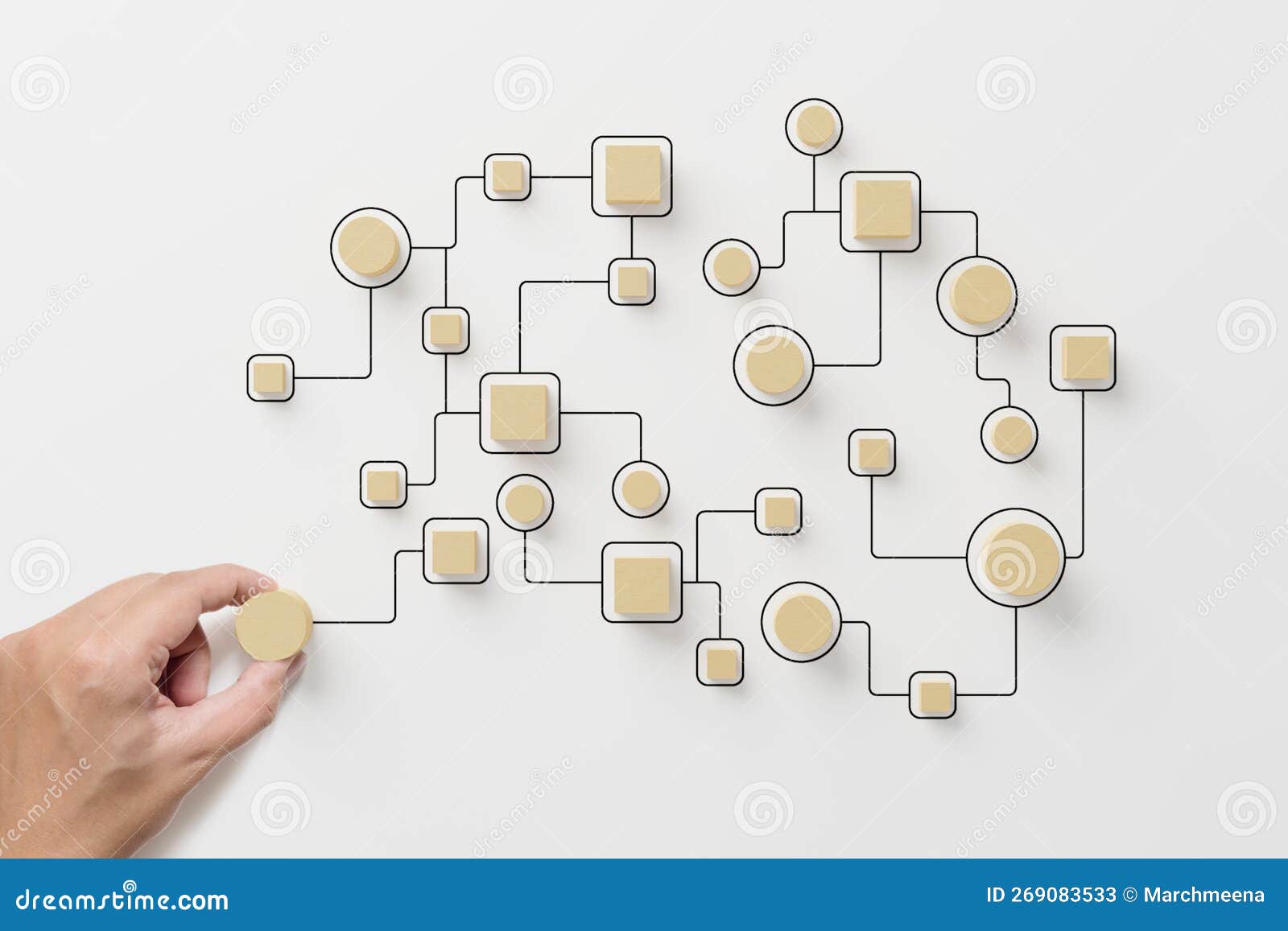 Hand Holding Wooden Cube Block Arranging Processing Management on White ...