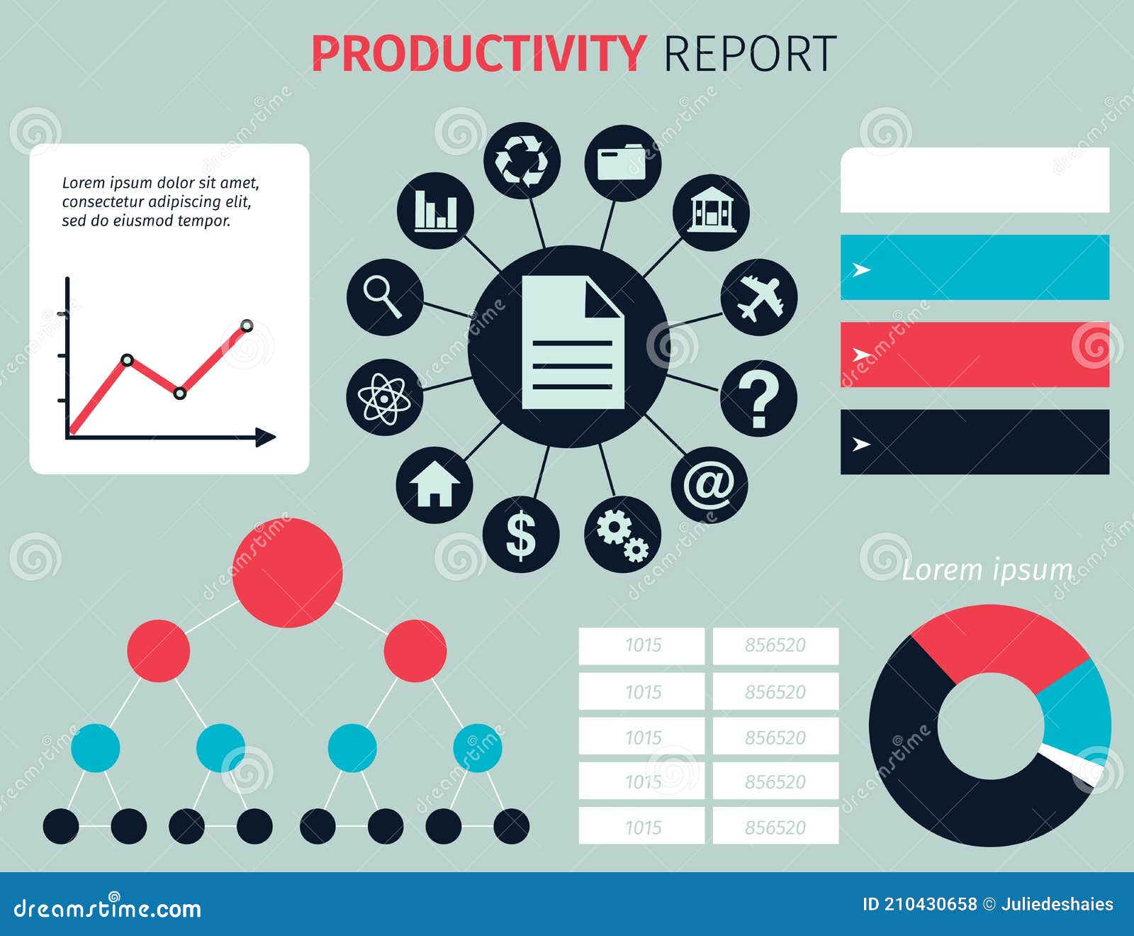 Productivity Data Report Infographic Dashboard Stock Vector ...