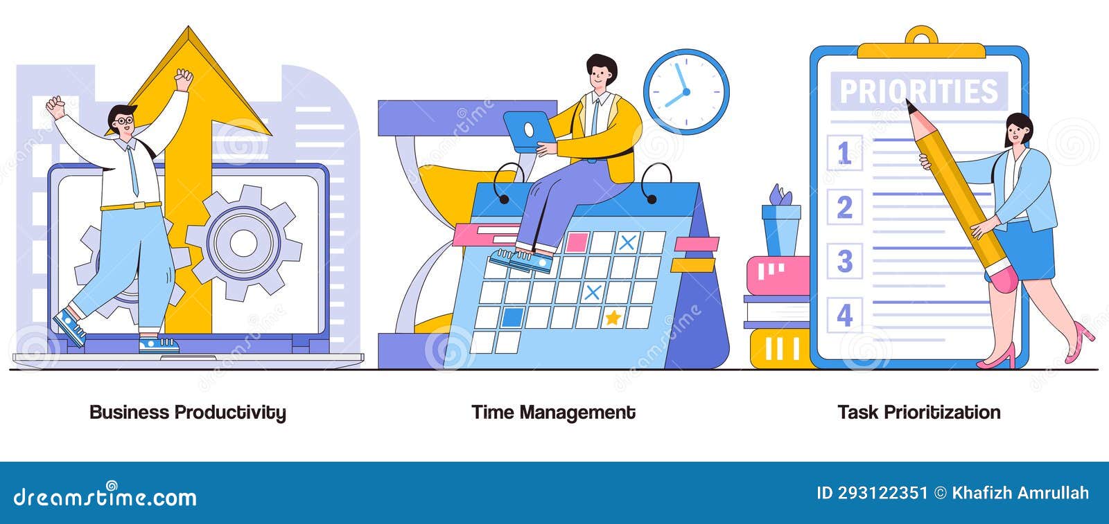 Business Productivity, Time Management, Task Prioritization Concept with Character. Productivity ...
