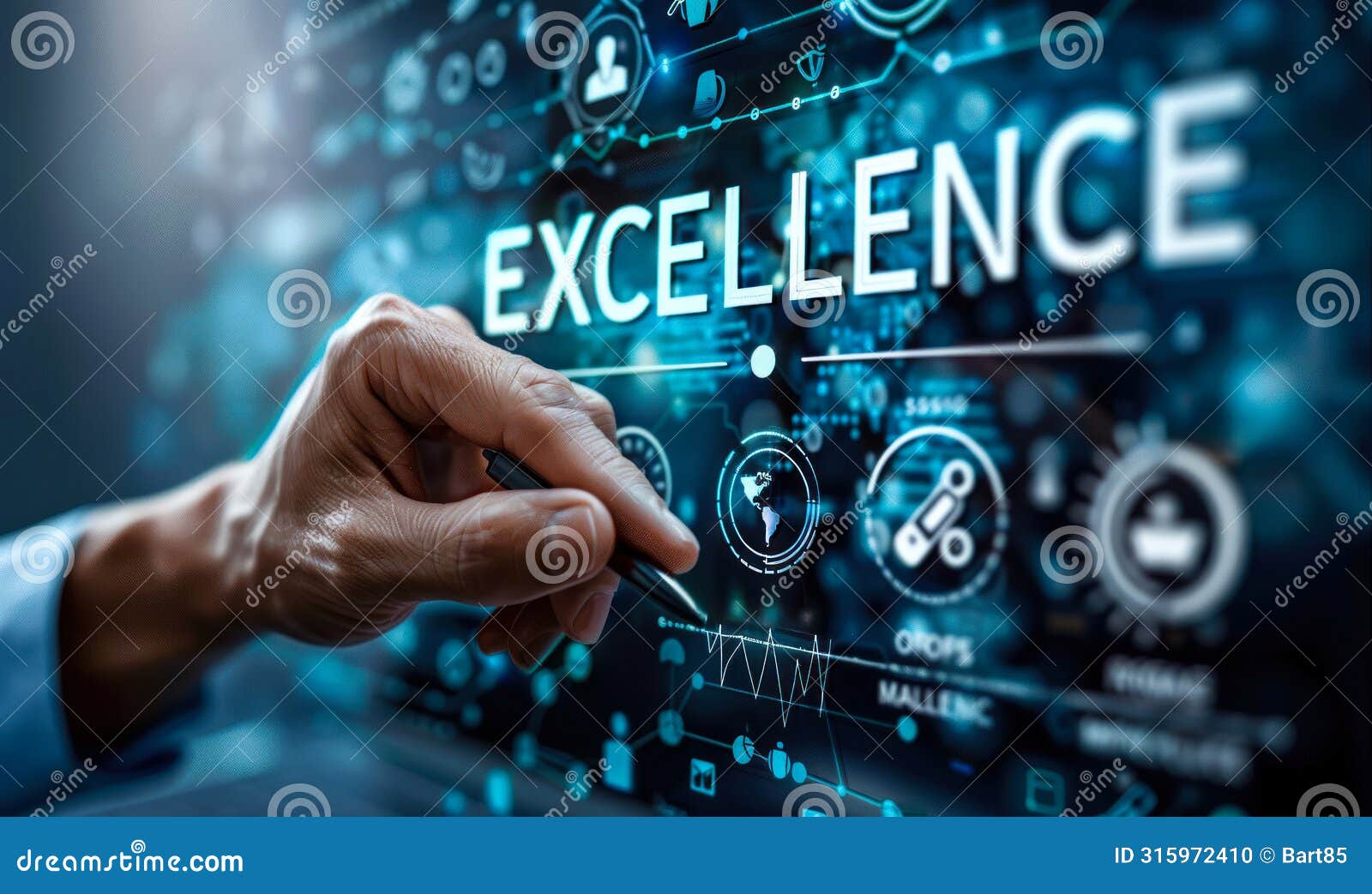 Business Professional Engages with Virtual Excellence Framework ...