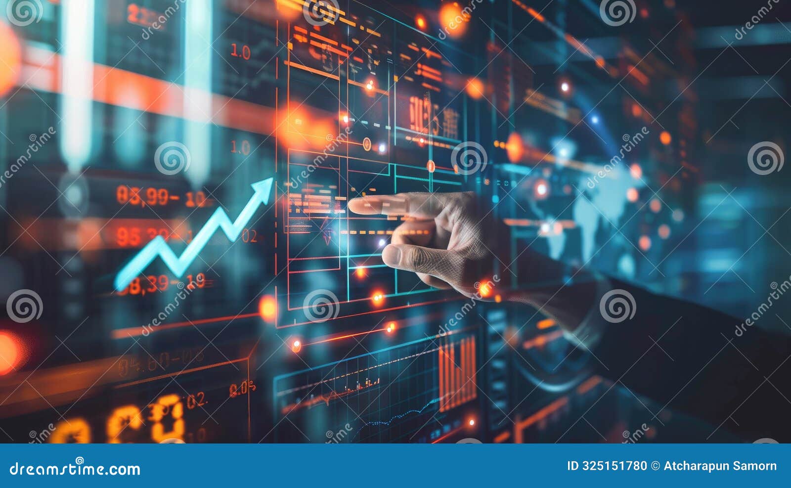 Business Professional Engaging with Virtual Interface for Financial ...