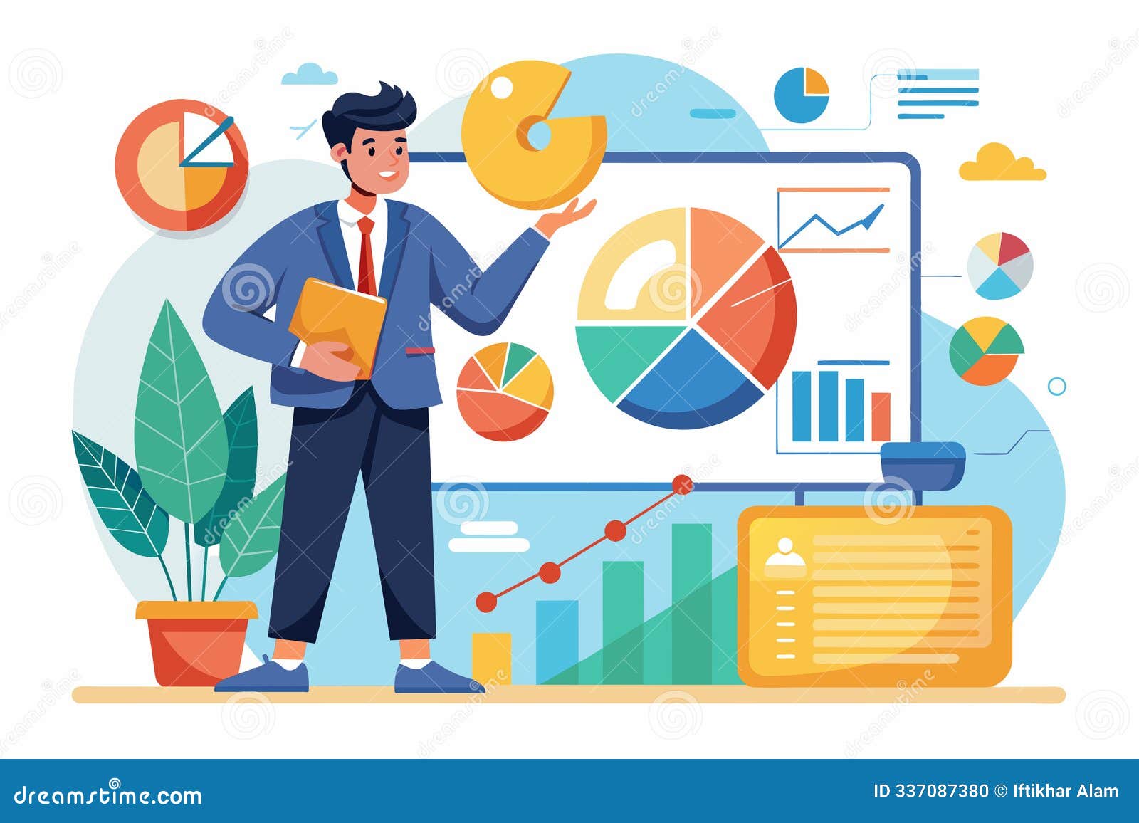 A Business Professional Evaluates Marketing Metrics With Data Visuals ...