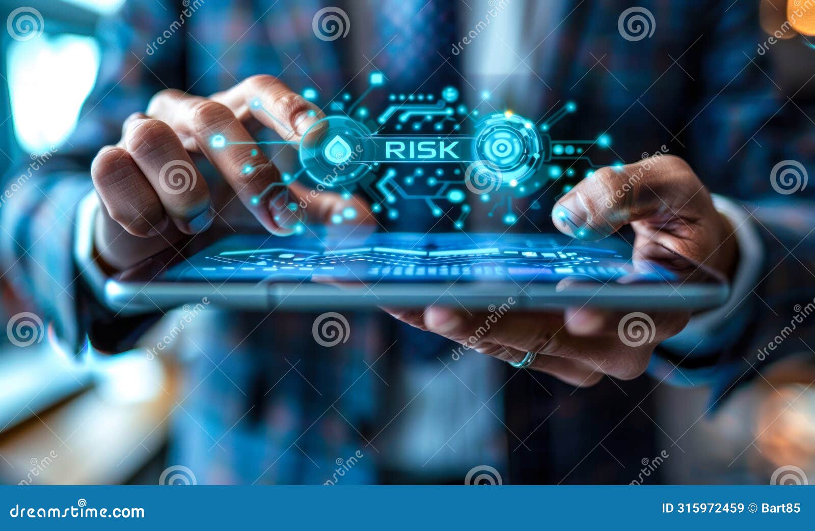 Business Professional Interacting with a Digital Risk Assessment Tool ...