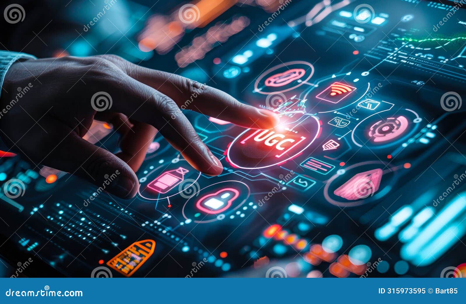 Business Professional Interacting with Futuristic Digital Interface ...