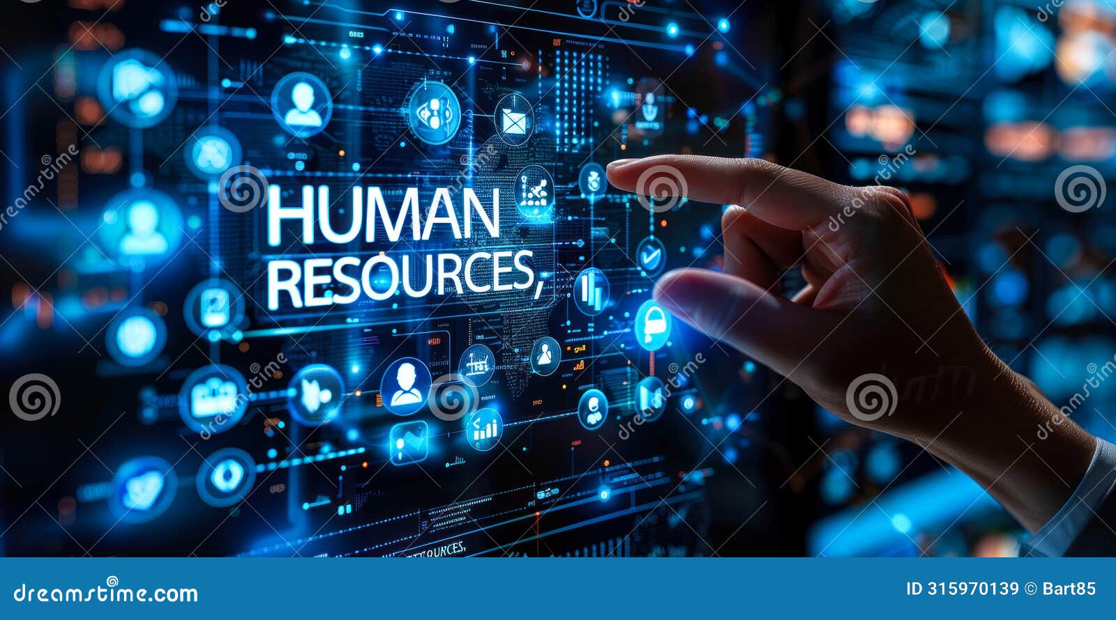 Business Professional Interacting with Futuristic Interface Displaying ...