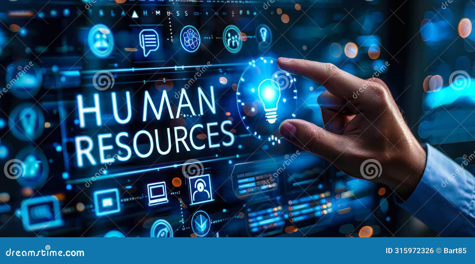 Business Professional Interacting with Futuristic Interface Displaying ...