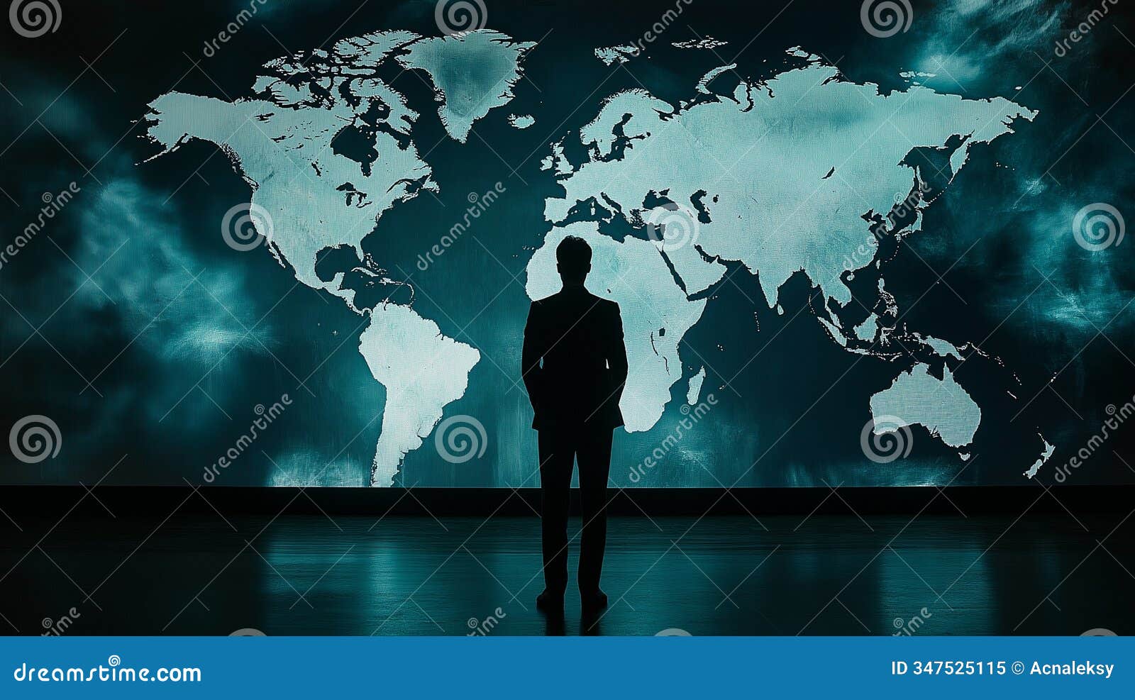 Business Professional Standing in Front of a Massive Projection of a ...