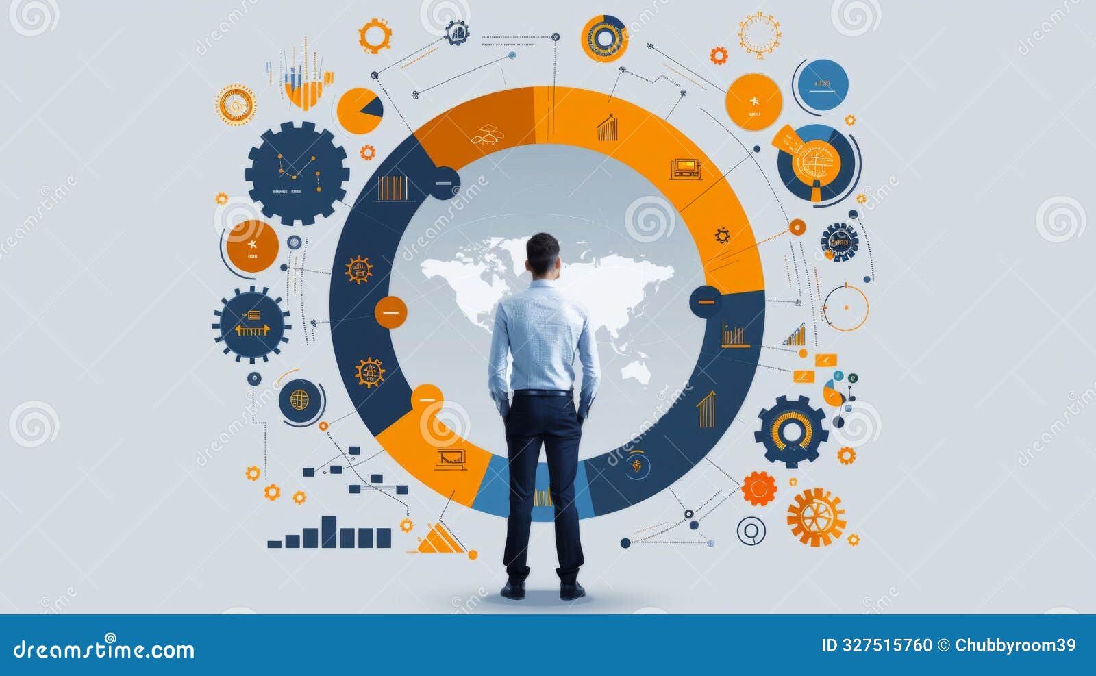 A Business Professional Stands Observing a Complex Array of ...