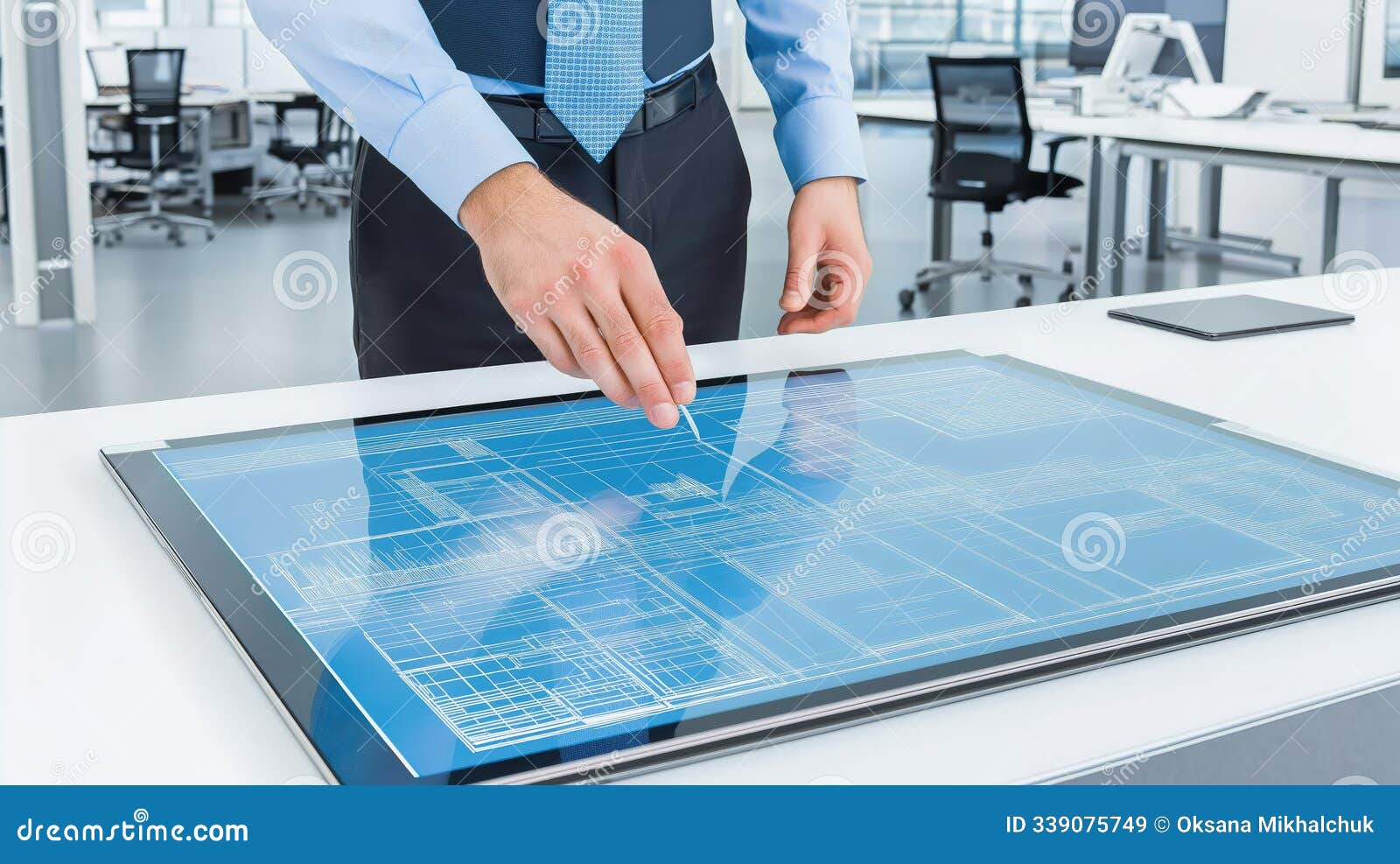 Business Professional Uses Interactive Digital Touch Screen Modern ...