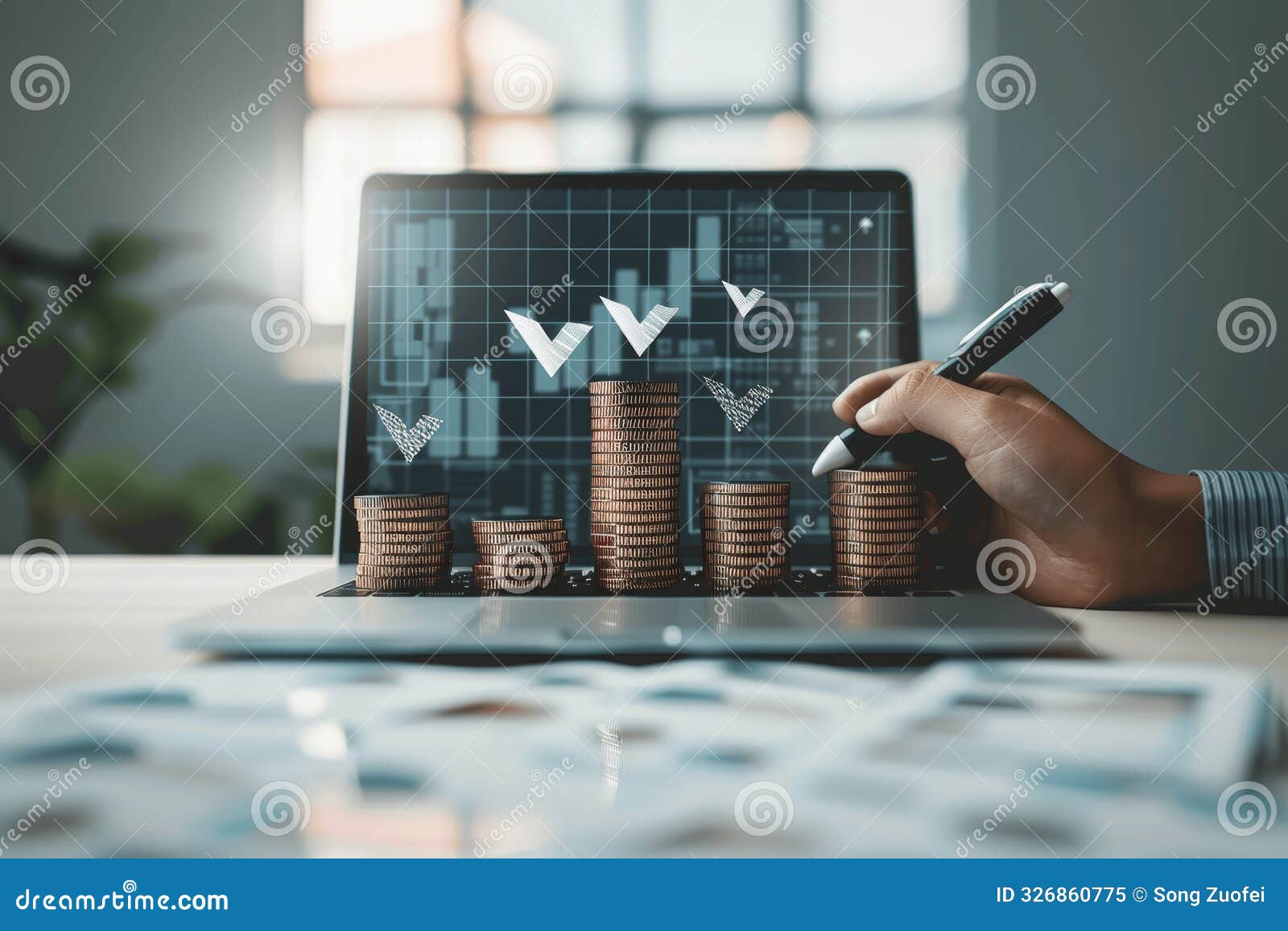 Business Professional Using Pen for Document Quality Control Checklist ...