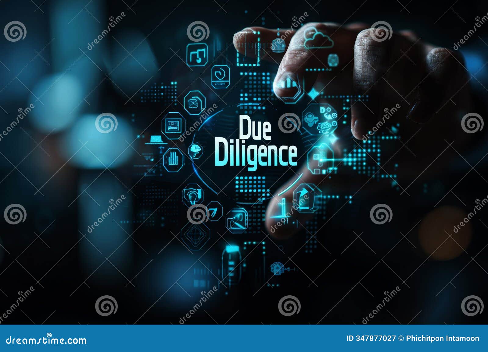 Business Professional Utilizing Advanced Digital Interface To Conduct ...