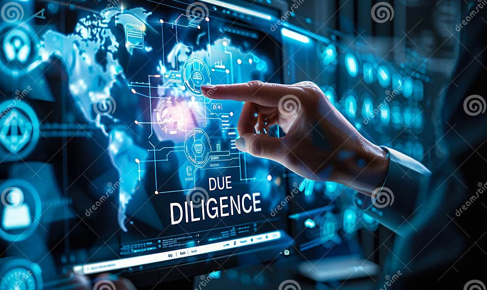 Business Professional Utilizing Advanced Digital Interface To Conduct ...