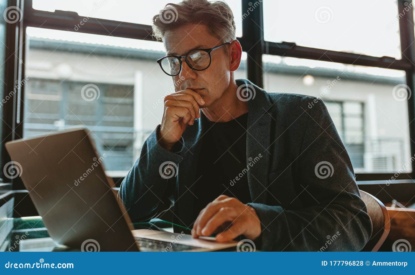 Business Professional Working on Laptop in Office Stock Photo - Image ...
