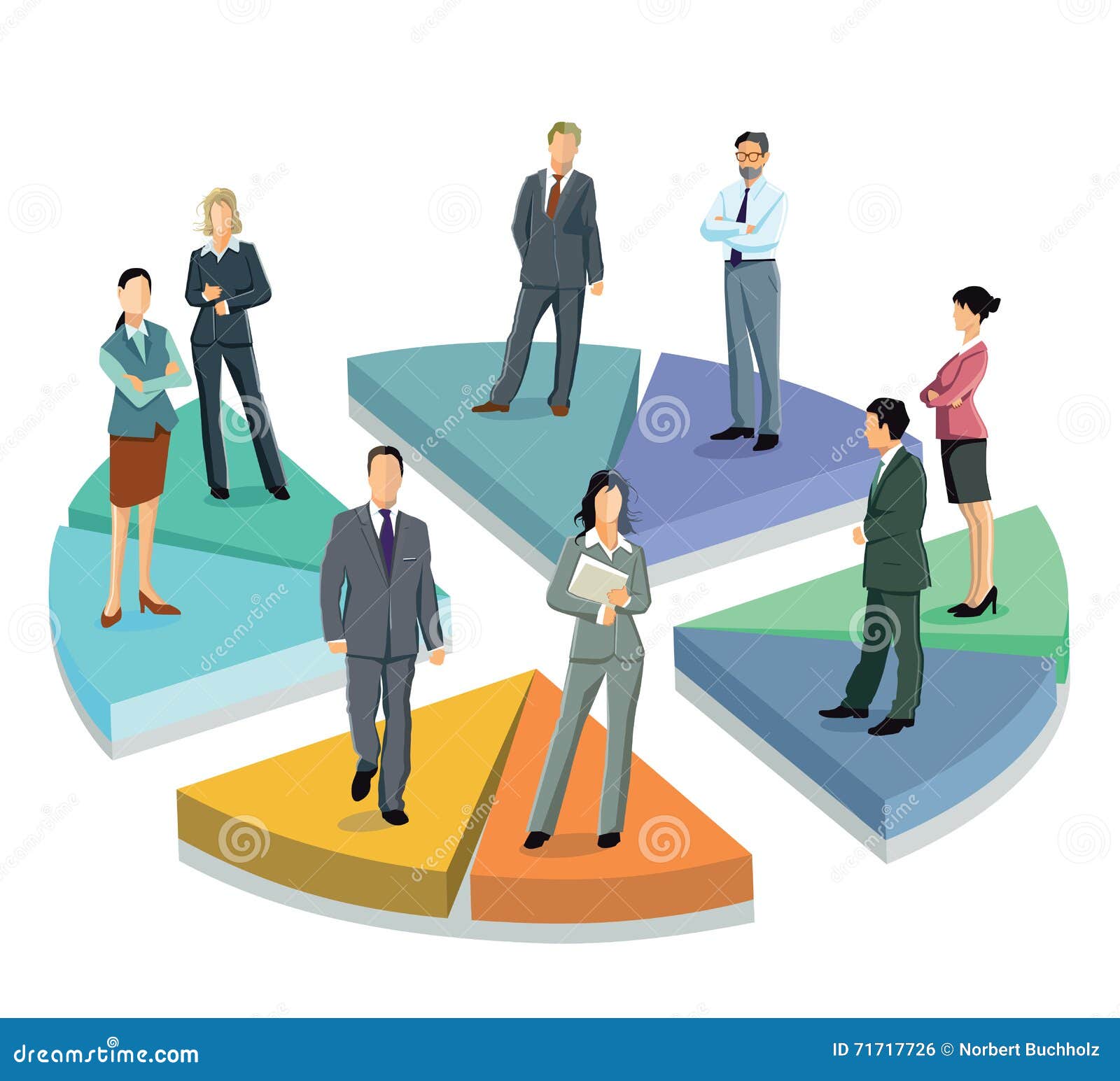 Business Professionals on Pie Chart Stock Vector - Illustration of ...