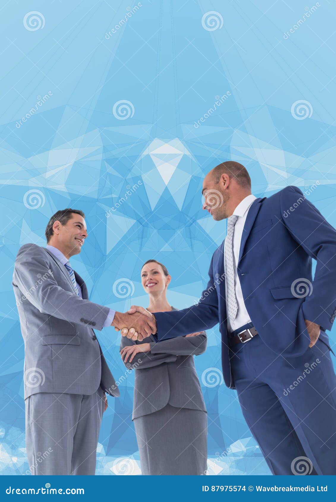 Business Professionals Shaking Hands Against Abstract Background Stock ...