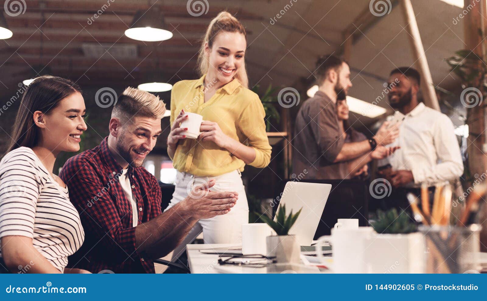 Business Professionals. Young People Analyzing Data on Laptop Stock ...