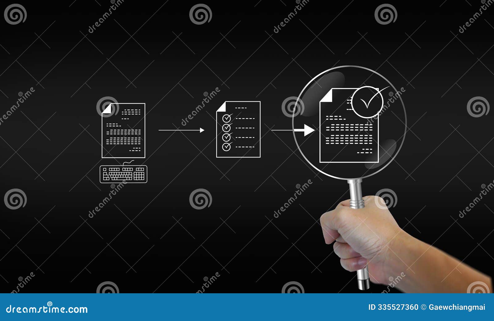 Business Project Approval Concept. Hand with a Magnifying Glass Check ...