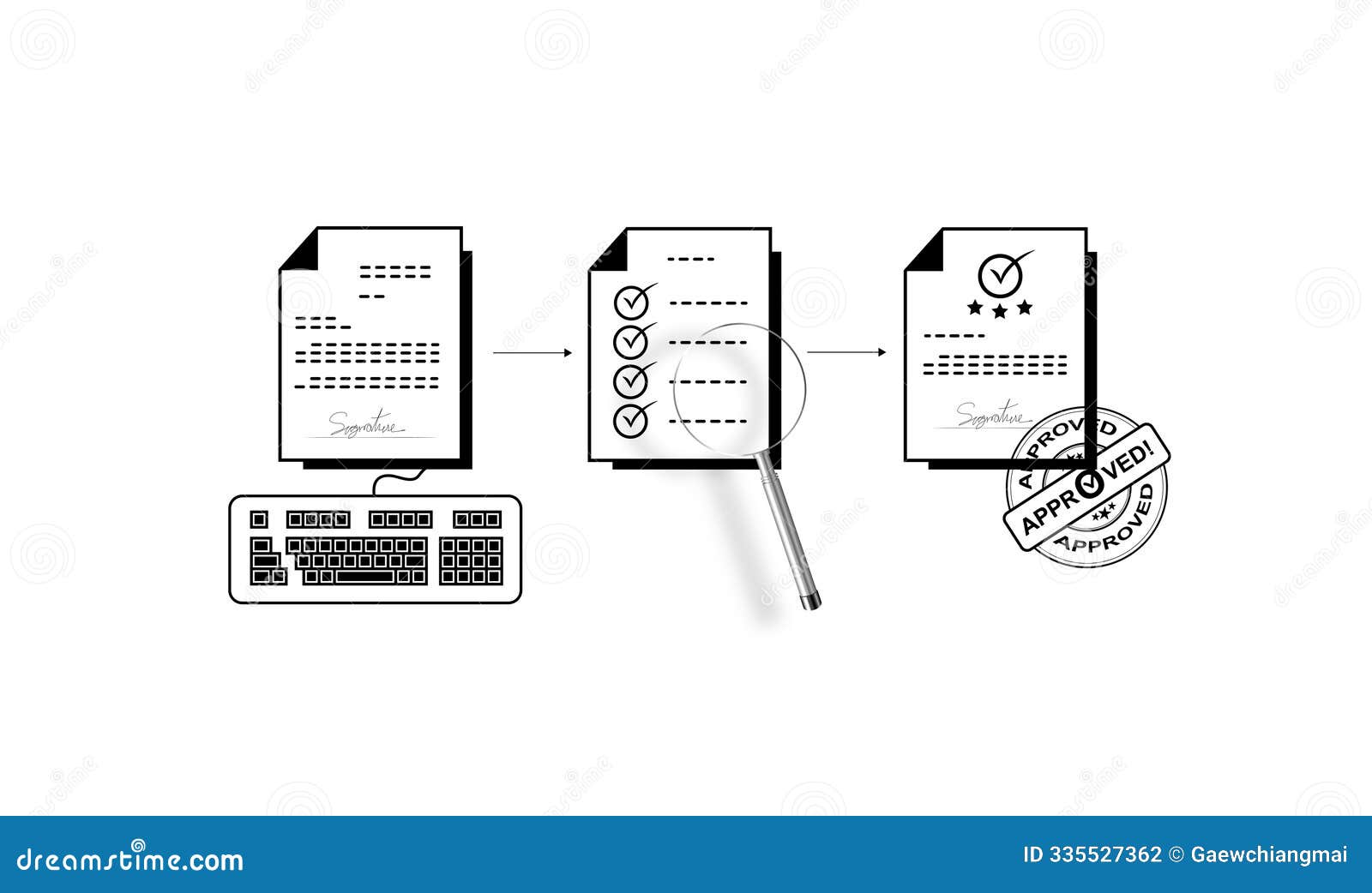 Business Project Approval Concept. Hand with a Magnifying Glass Check ...