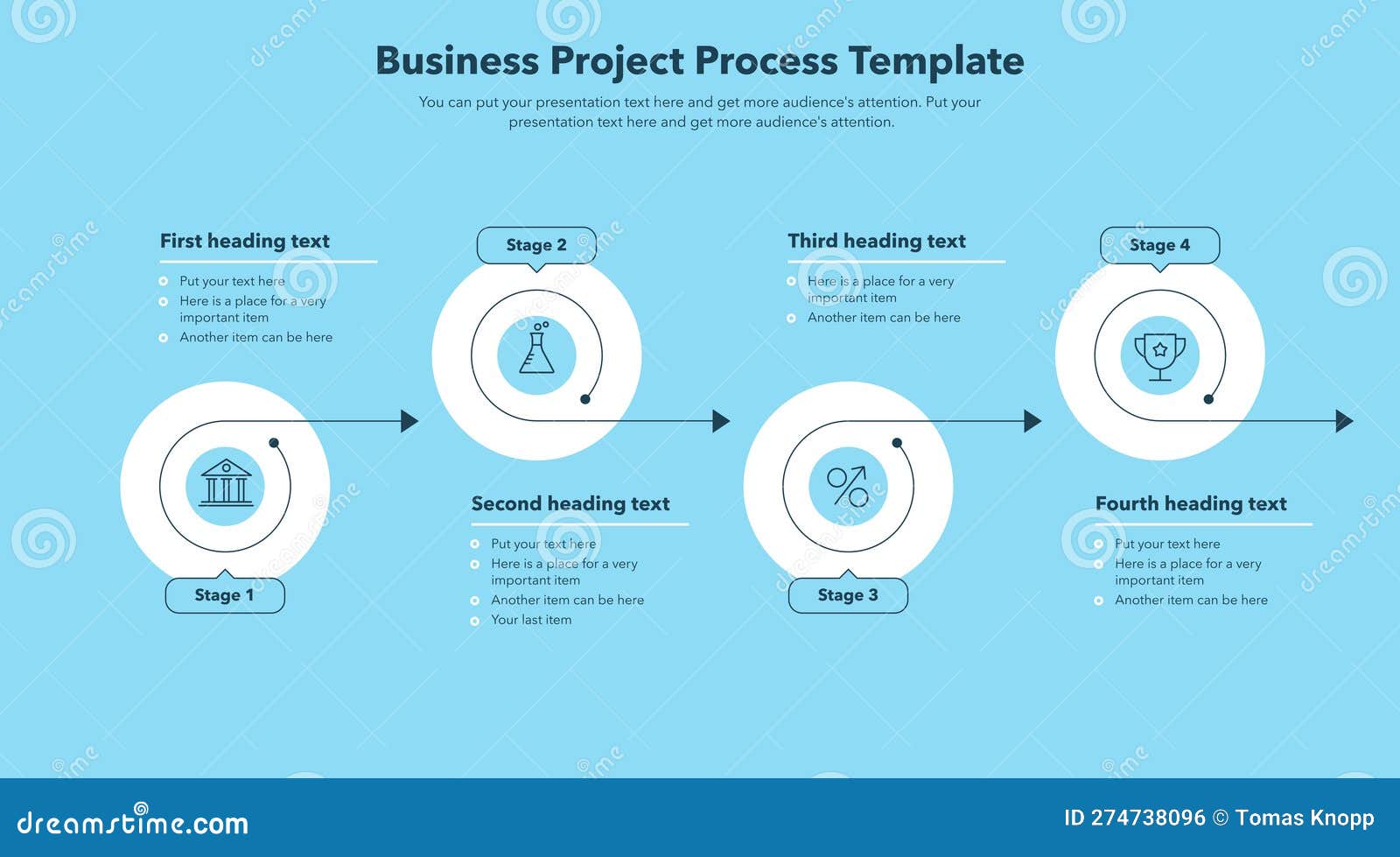 Business Project Progress Template with Four Stages - Blue Version ...