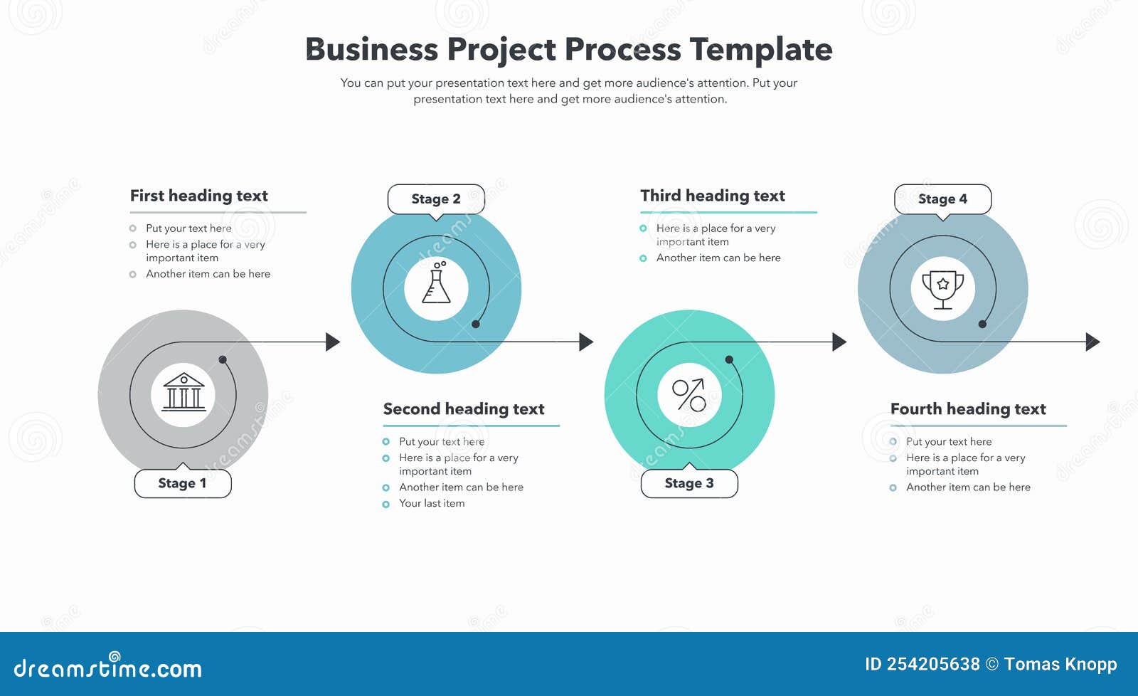 Business Project Progress Template with Four Stages Stock Vector ...