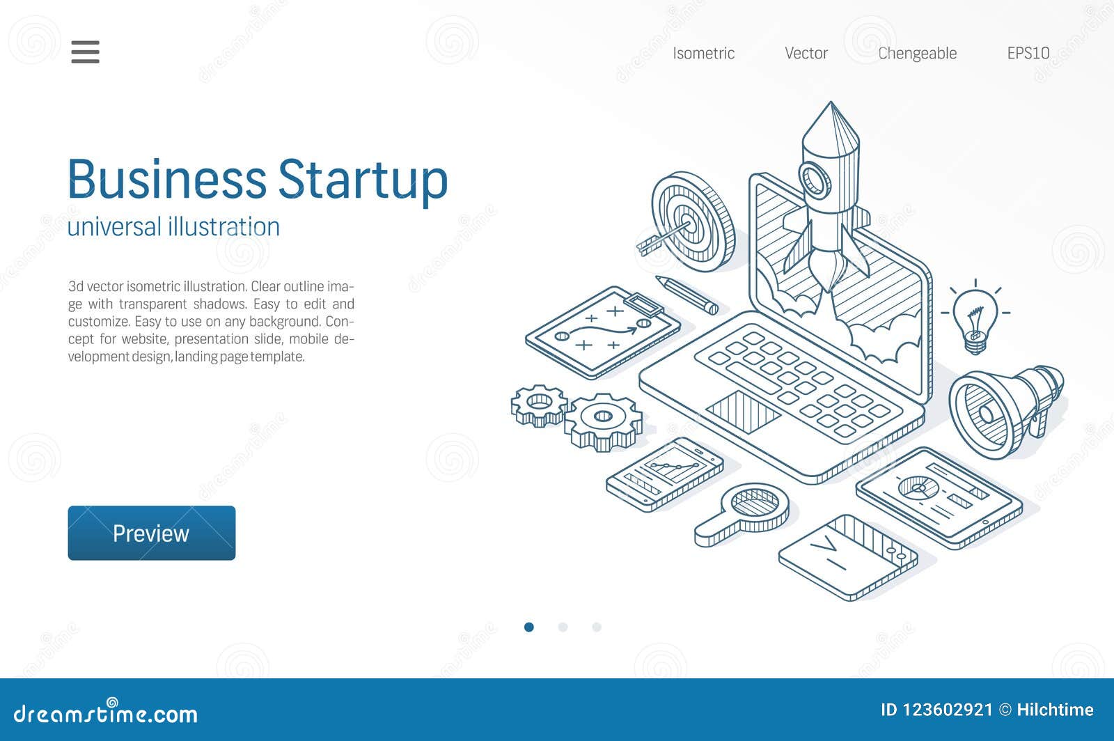 Business Project Startup Modern Isometric Line Illustration. Laptop ... Business Project Startup Modern Isometric Line Illustration. Laptop ...