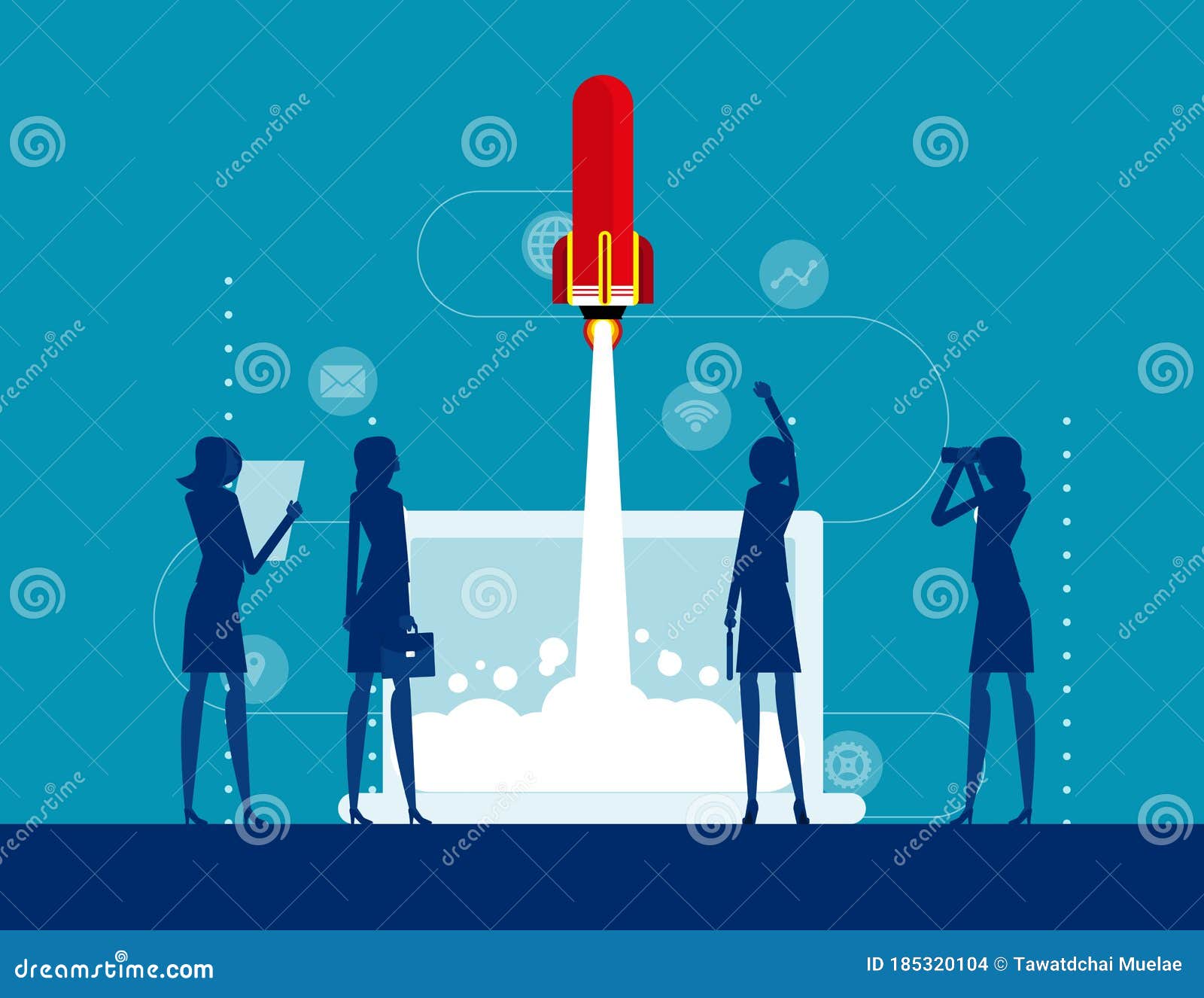 Business Project Startup Process. Idea Launching Concept, Flat Cartoon ...