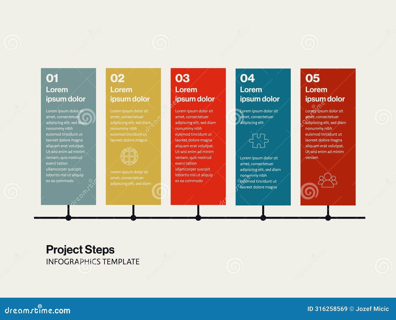 Business Project Steps Infographics Vector Template. Colorful Elements ...
