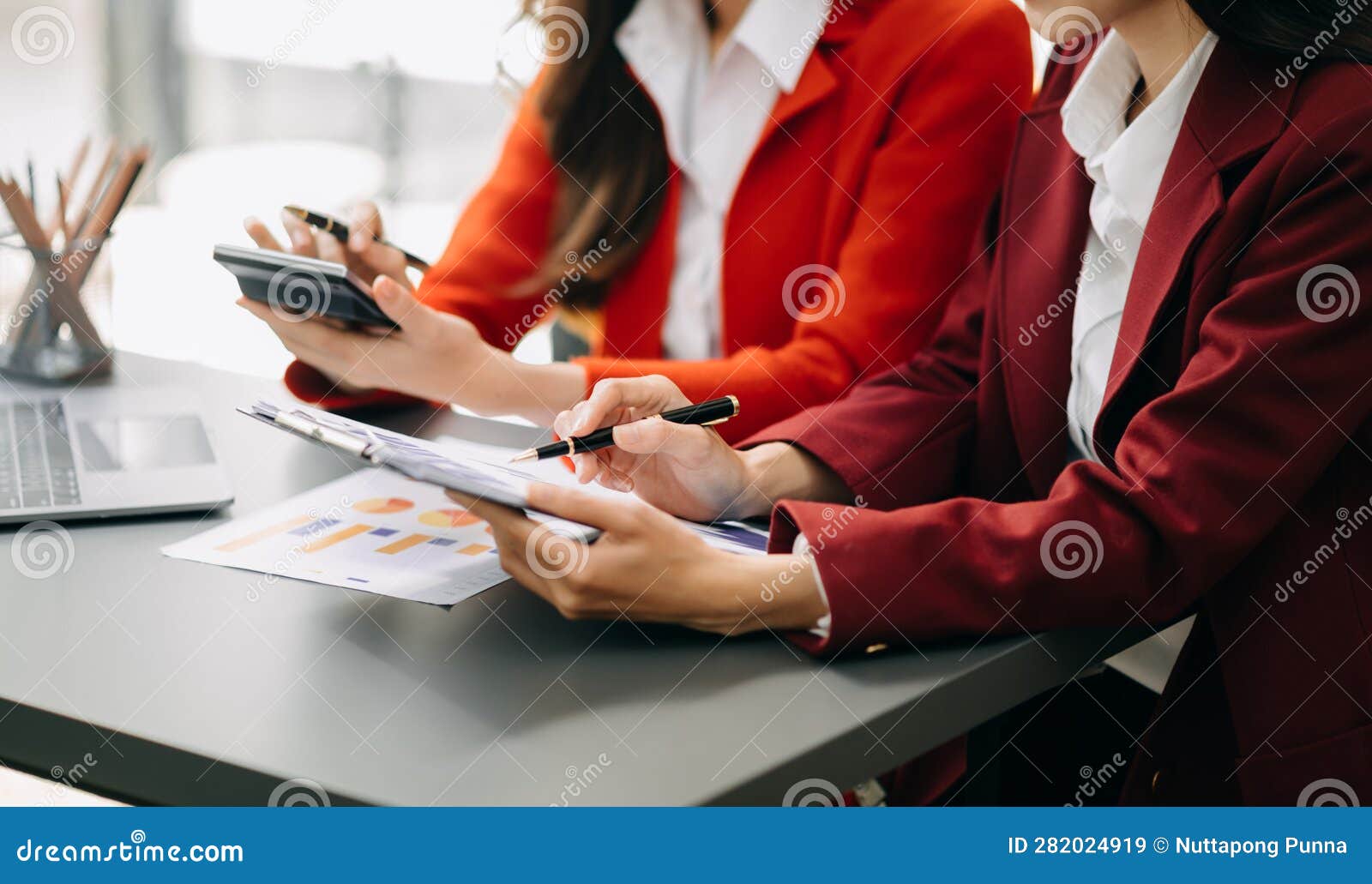 Business Project Team Working Together at Meeting Room at Office Stock ...