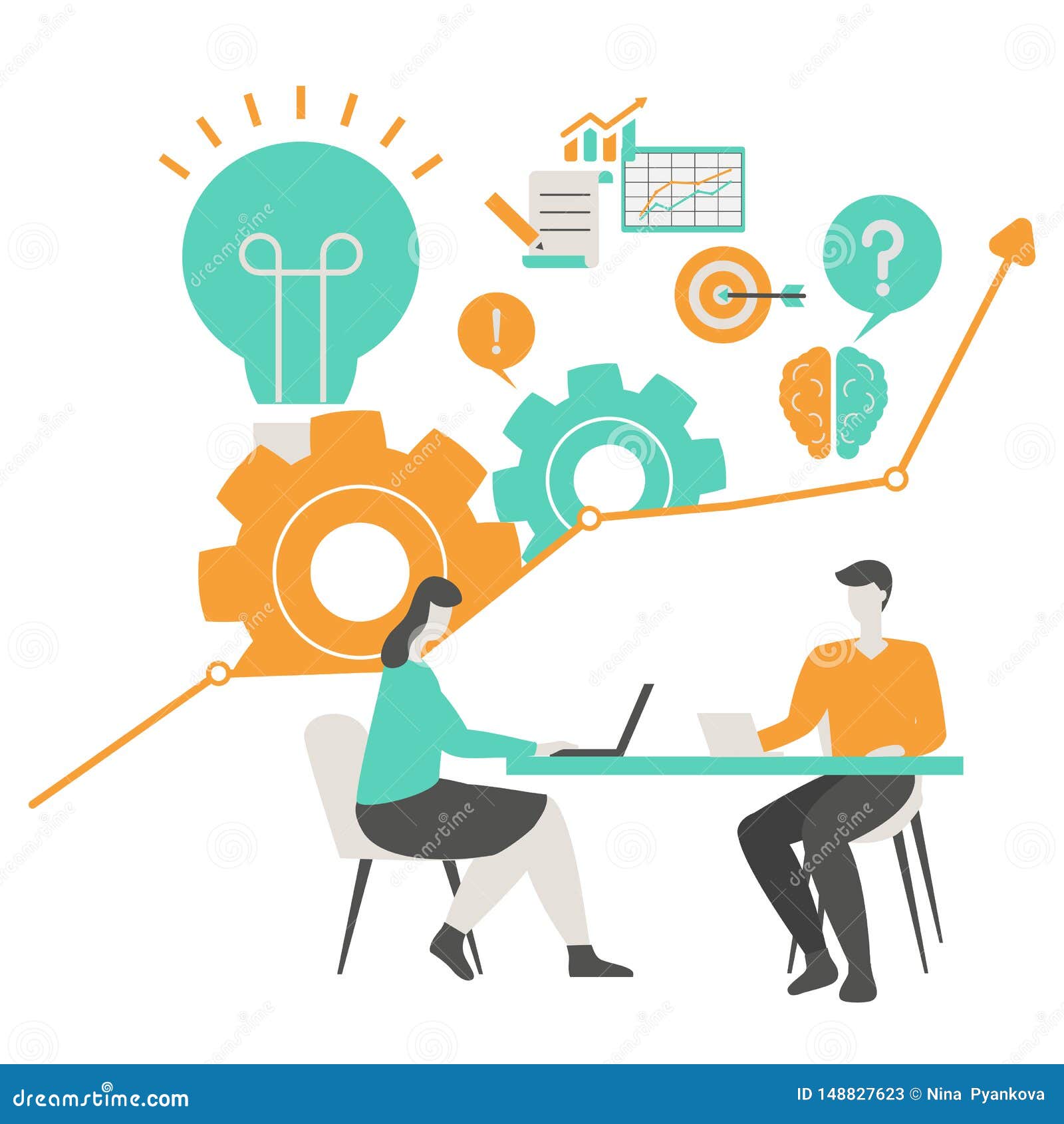Business Project and Teamwork Concept Stock Vector - Illustration of ...