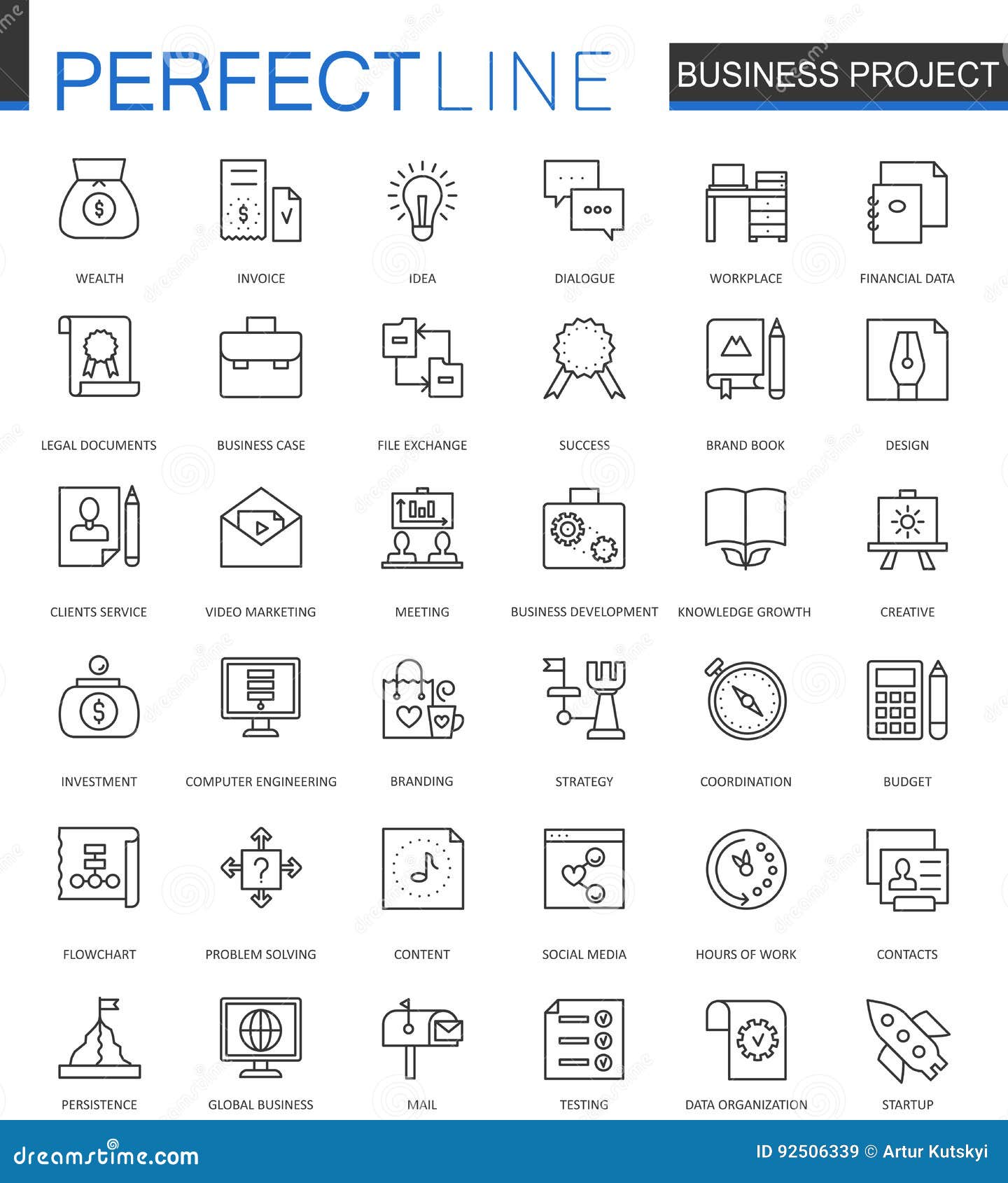 Business Project Thin Line Web Icons Set. Strategy Management Outline ... Business Project Thin Line Web Icons Set. Strategy Management Outline ...