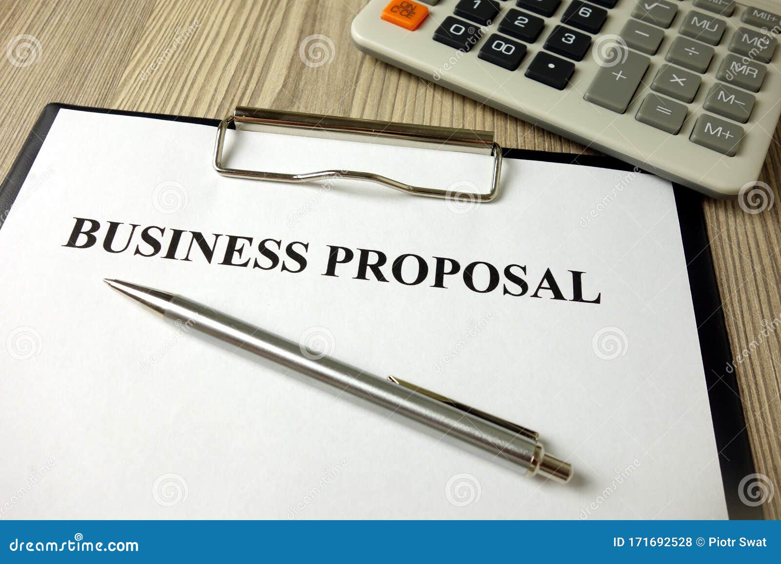 Business Proposal Document with Pen and Calculator Stock Photo - Image ...