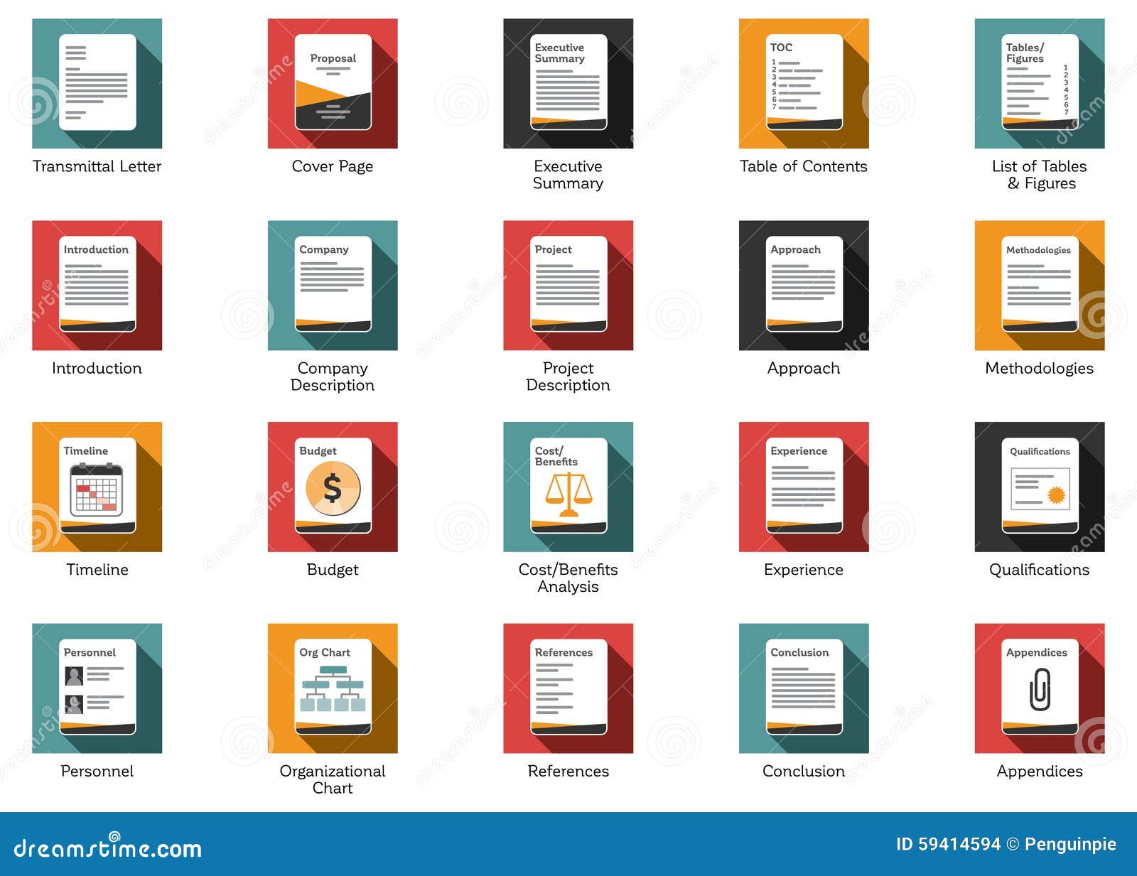 Business proposal icons stock vector. Illustration of drawing - 59414594