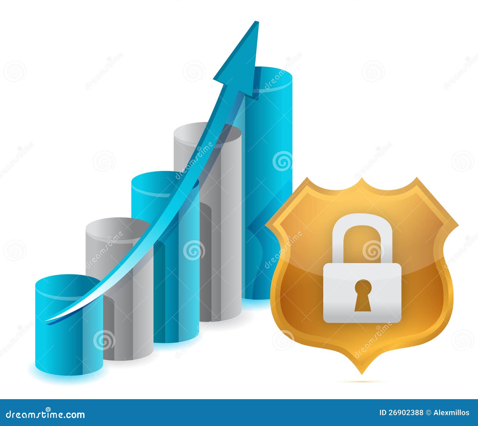 Business Protection Graph and Shield Illustration Stock Illustration ...