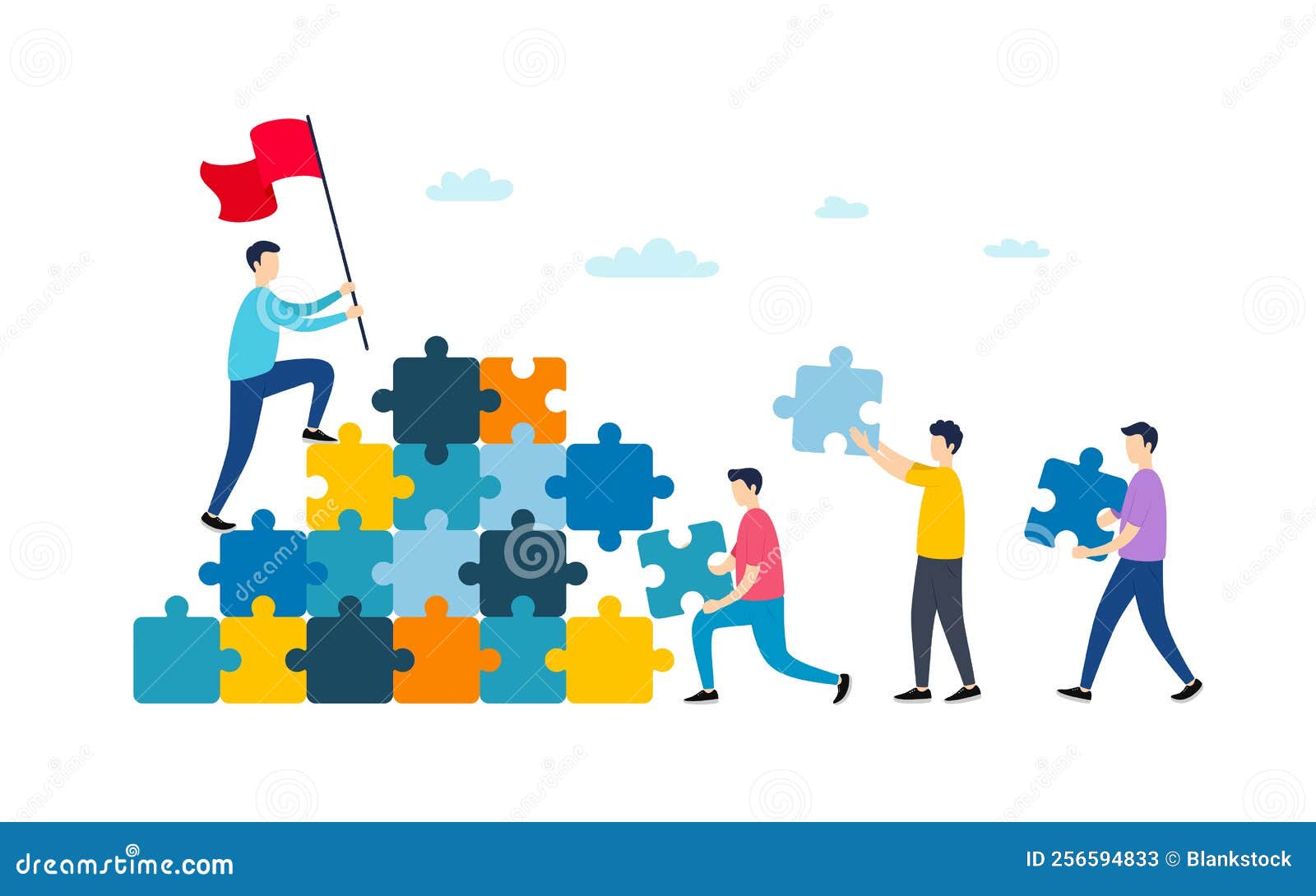 Business Puzzle Concept. Office Teamwork and Partnership. Team Work ...