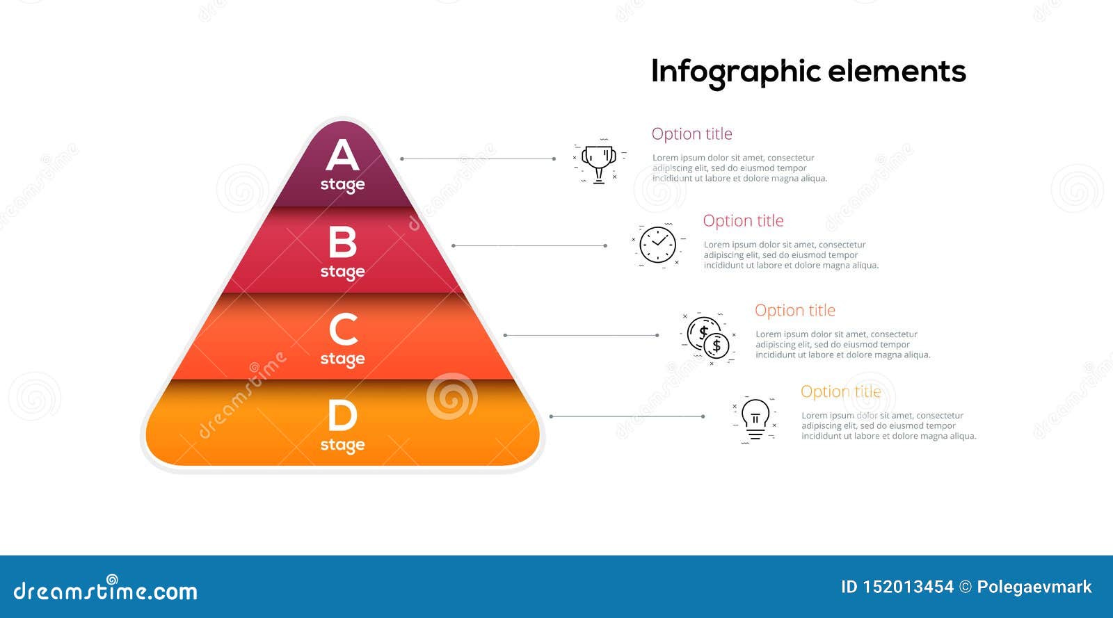 Business Pyramid Chart Infographics With 4 Steps. Pyramidal Stages ...