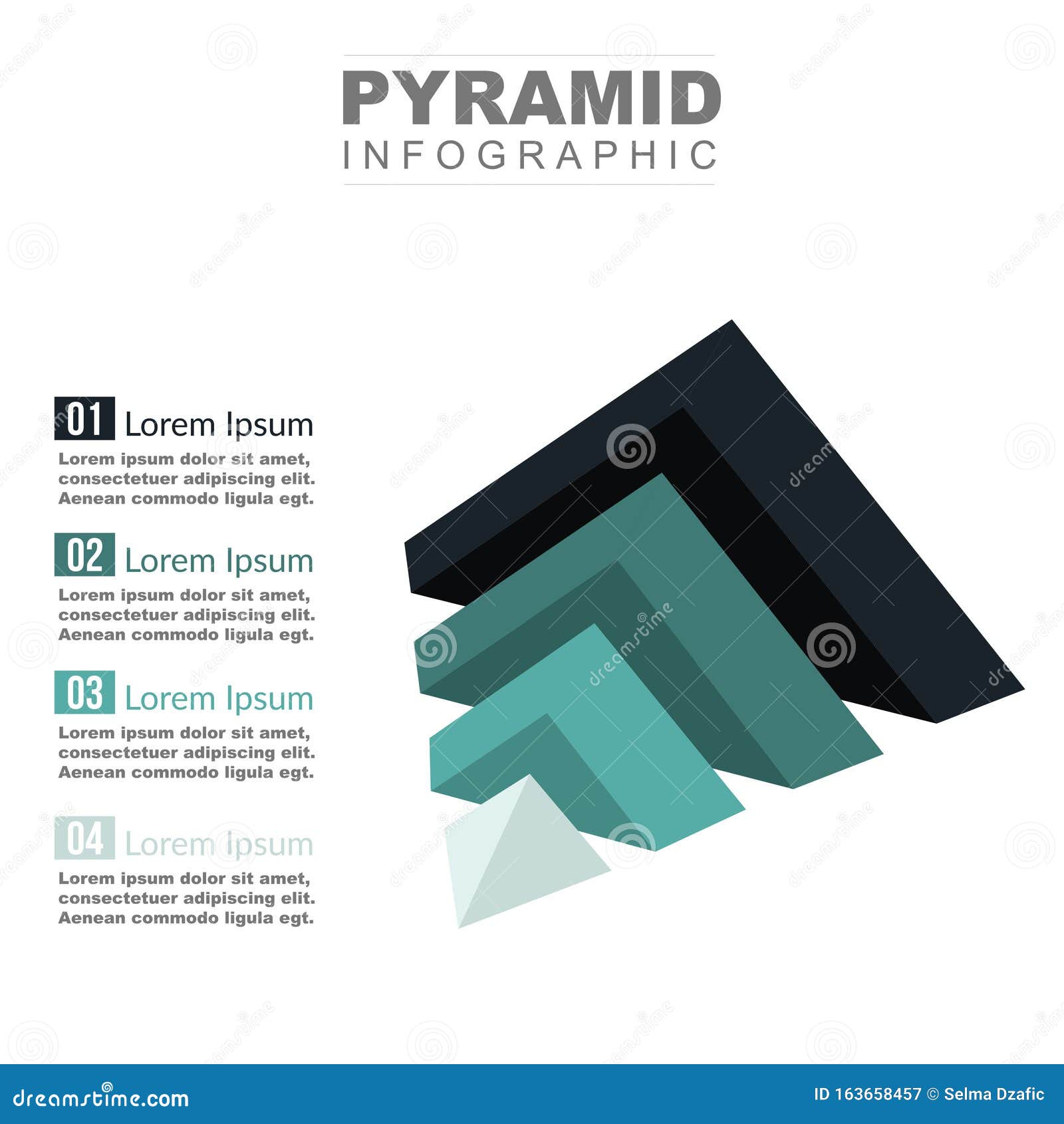 Pyramid Infographics. Funnel Pyramid with 5 Charts Stock Illustration ...