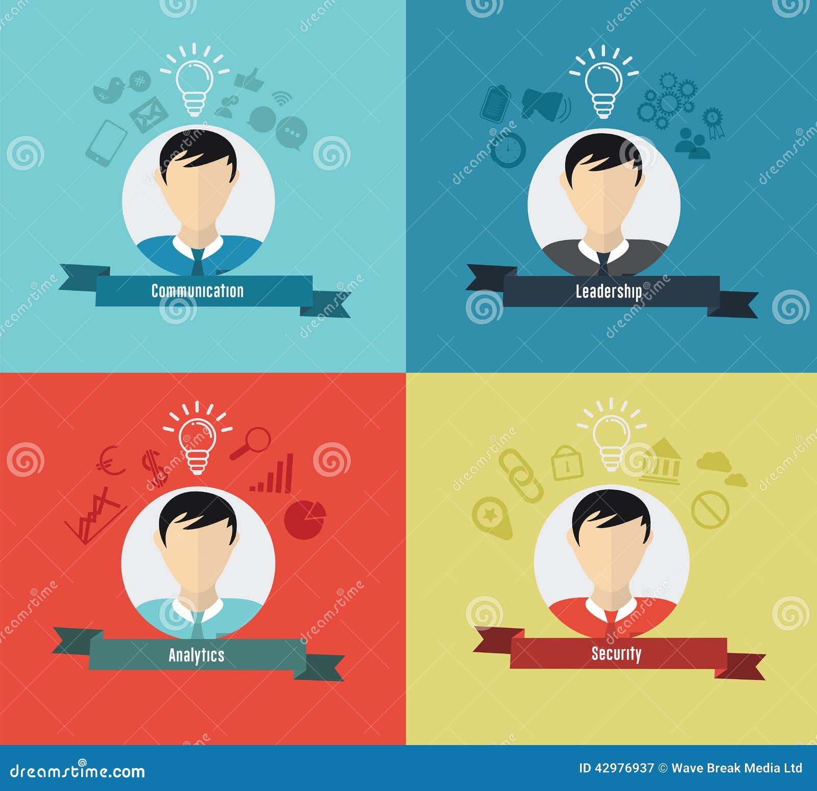 Business Qualities with Profiles Icons Stock Vector - Illustration of ...