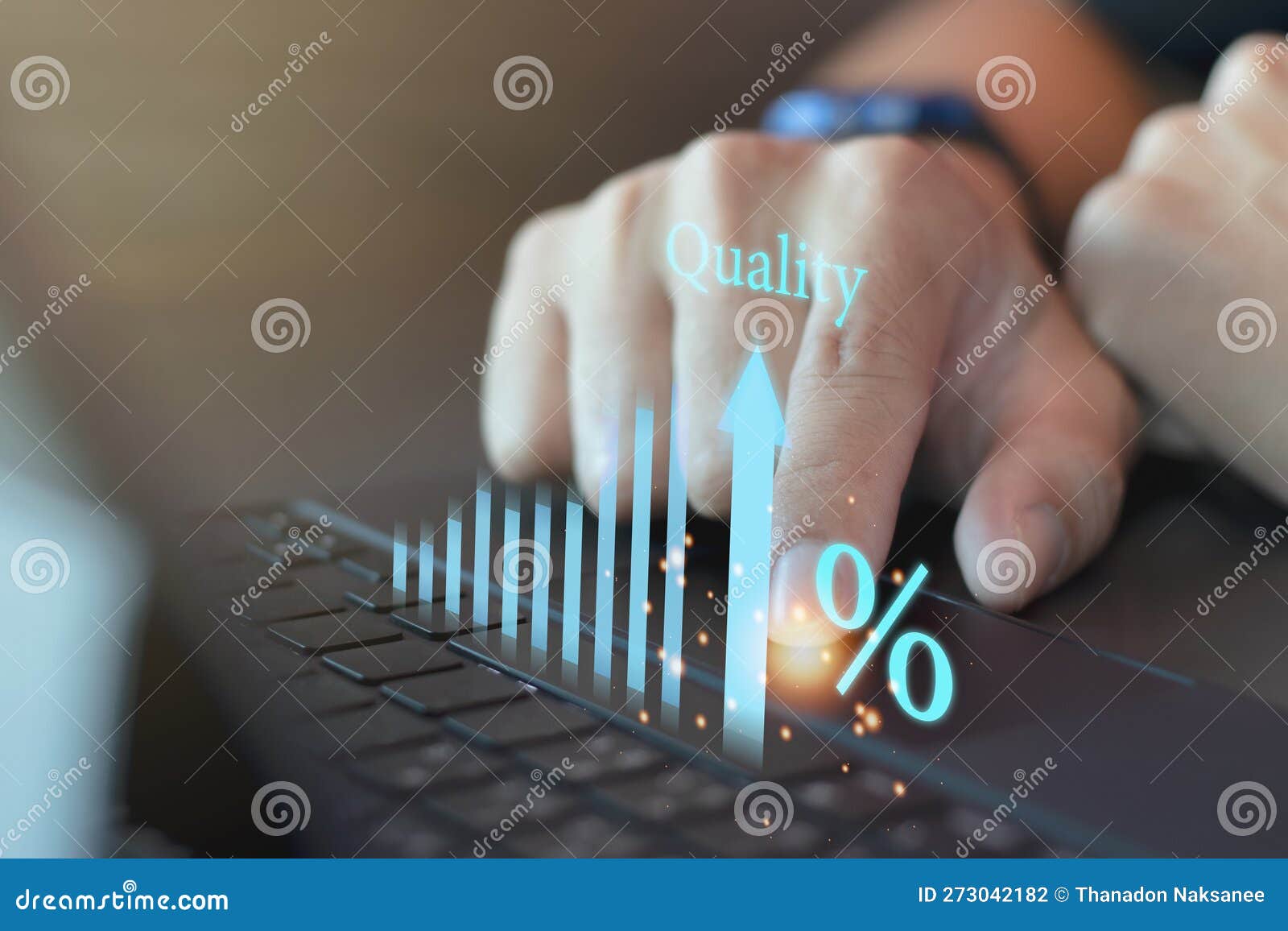 Business Quality Control Strategy, Businessman Working on Digital ...