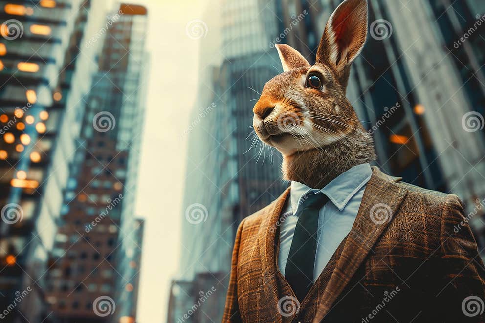 Business Rabbit in the City Stock Illustration - Illustration of modern ...