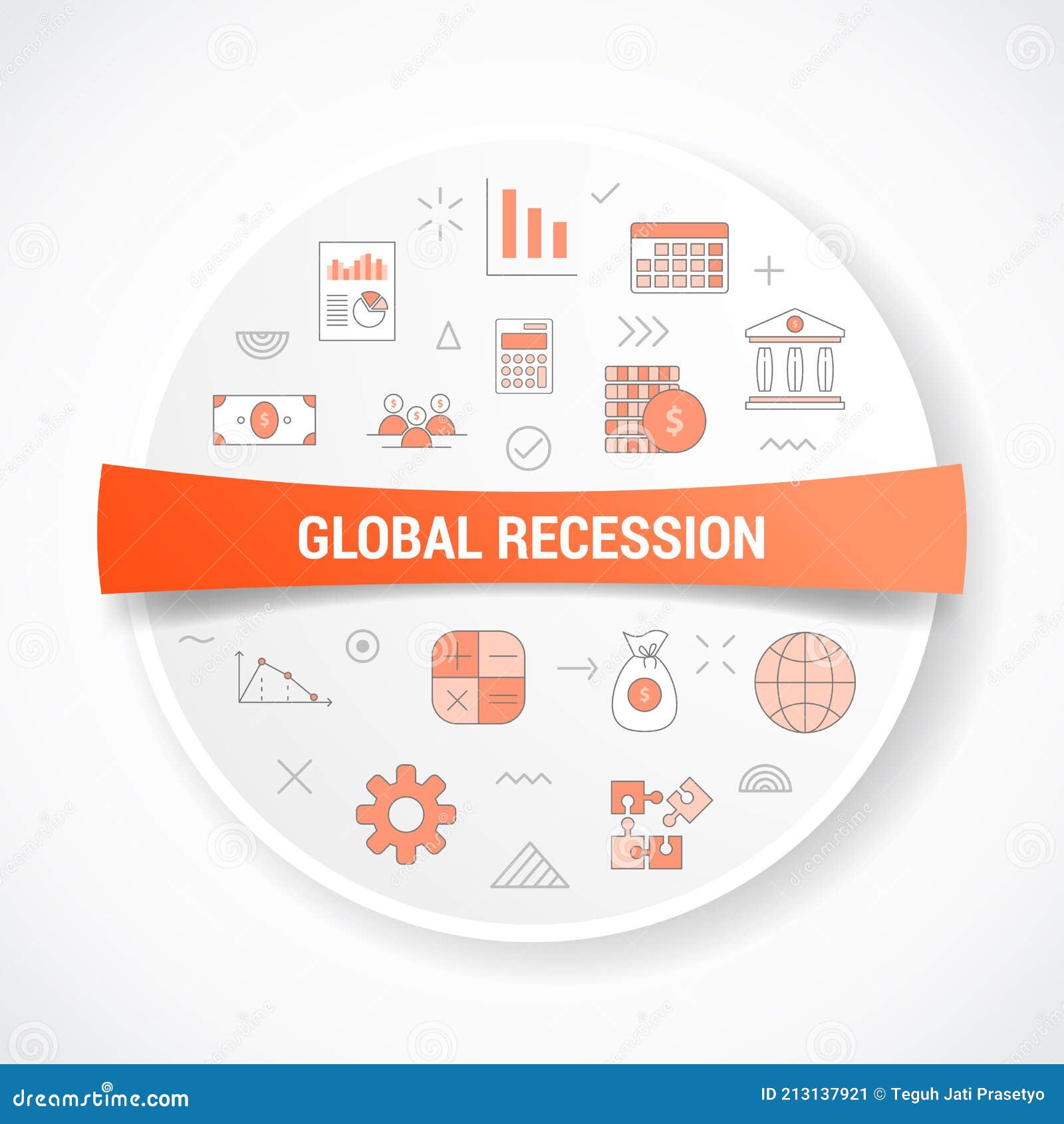 Business Recession Concept with Icon Concept with Round or Circle Shape ...