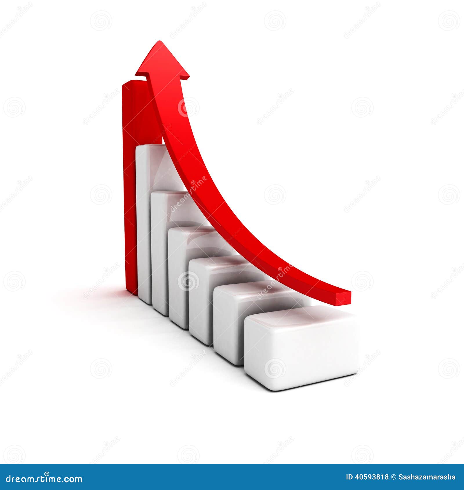 Business Red Growing Bar Graph with Rising Arrow Stock Illustration ...