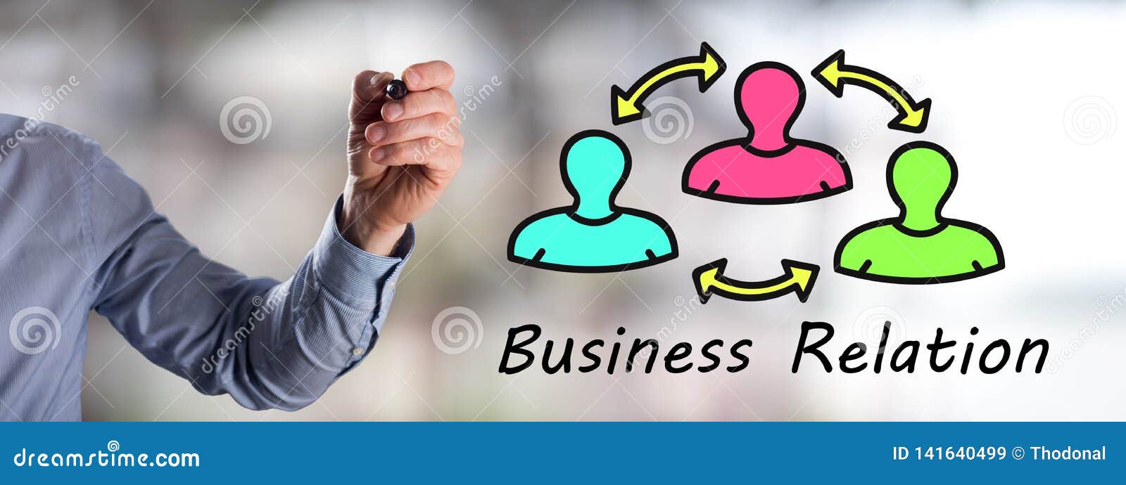 Business Relation Concept Drawn by a Man Stock Image - Image of group ...