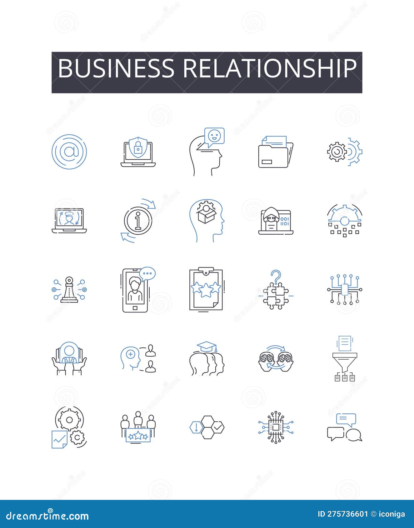 Business Relationship Line Icons Collection. Prospecting, Acquisition ...
