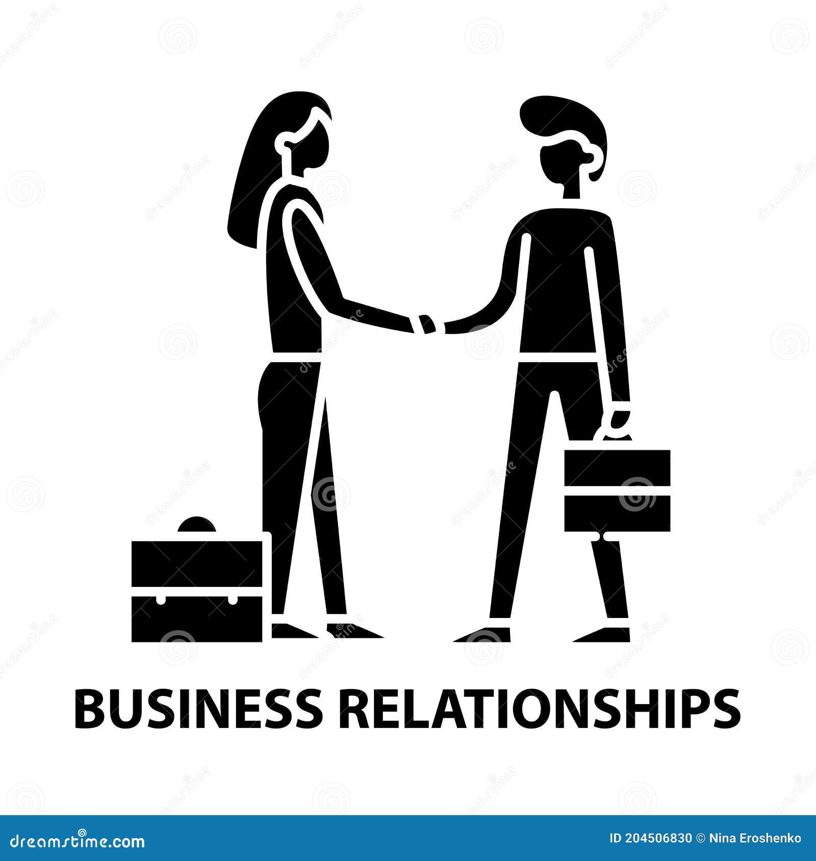 Business Relationships Icon, Black Vector Sign with Editable Strokes ...