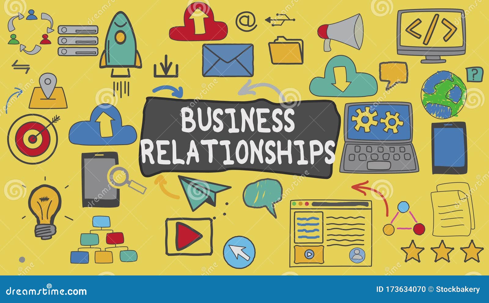 Business Relationships, Yellow Illustration Graphic Technology Concept ...