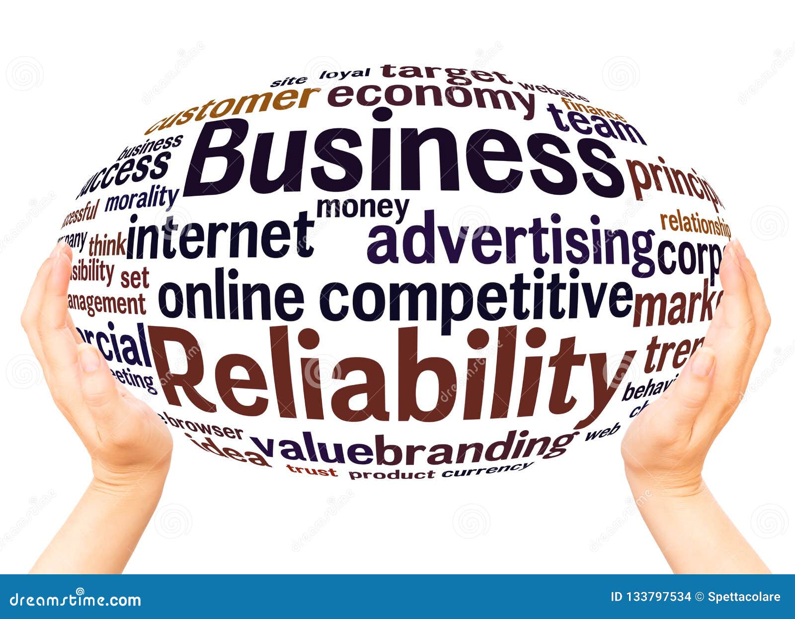 Business Reliability Word Cloud Hand Sphere Concept Stock Illustration ...